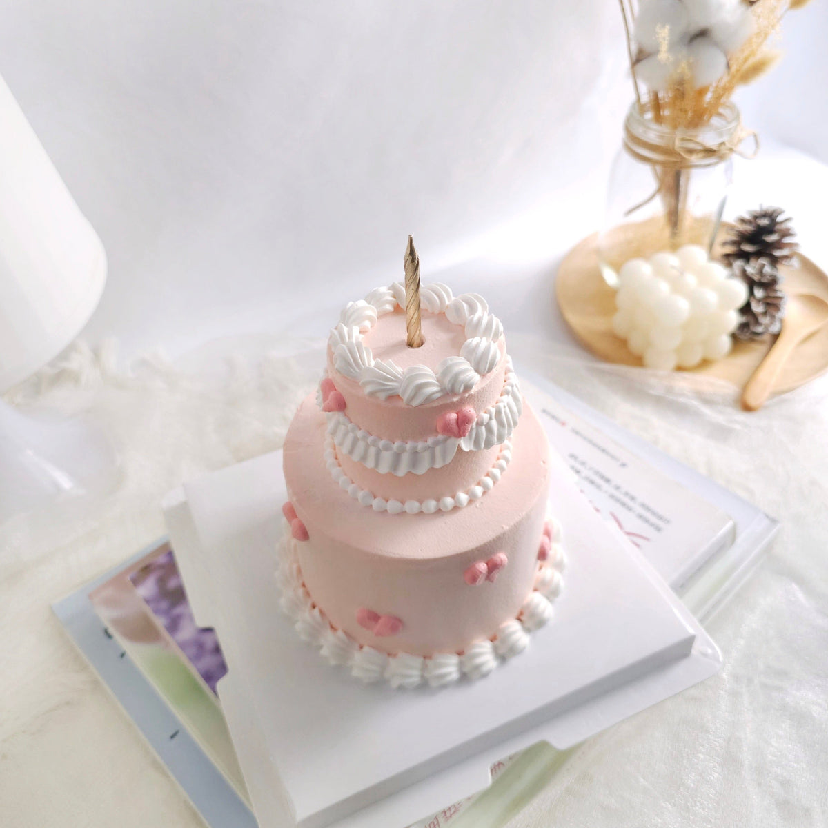 Vintage Pink Two Tier Cake 2 Inch + 4 Inch | YippiiGift