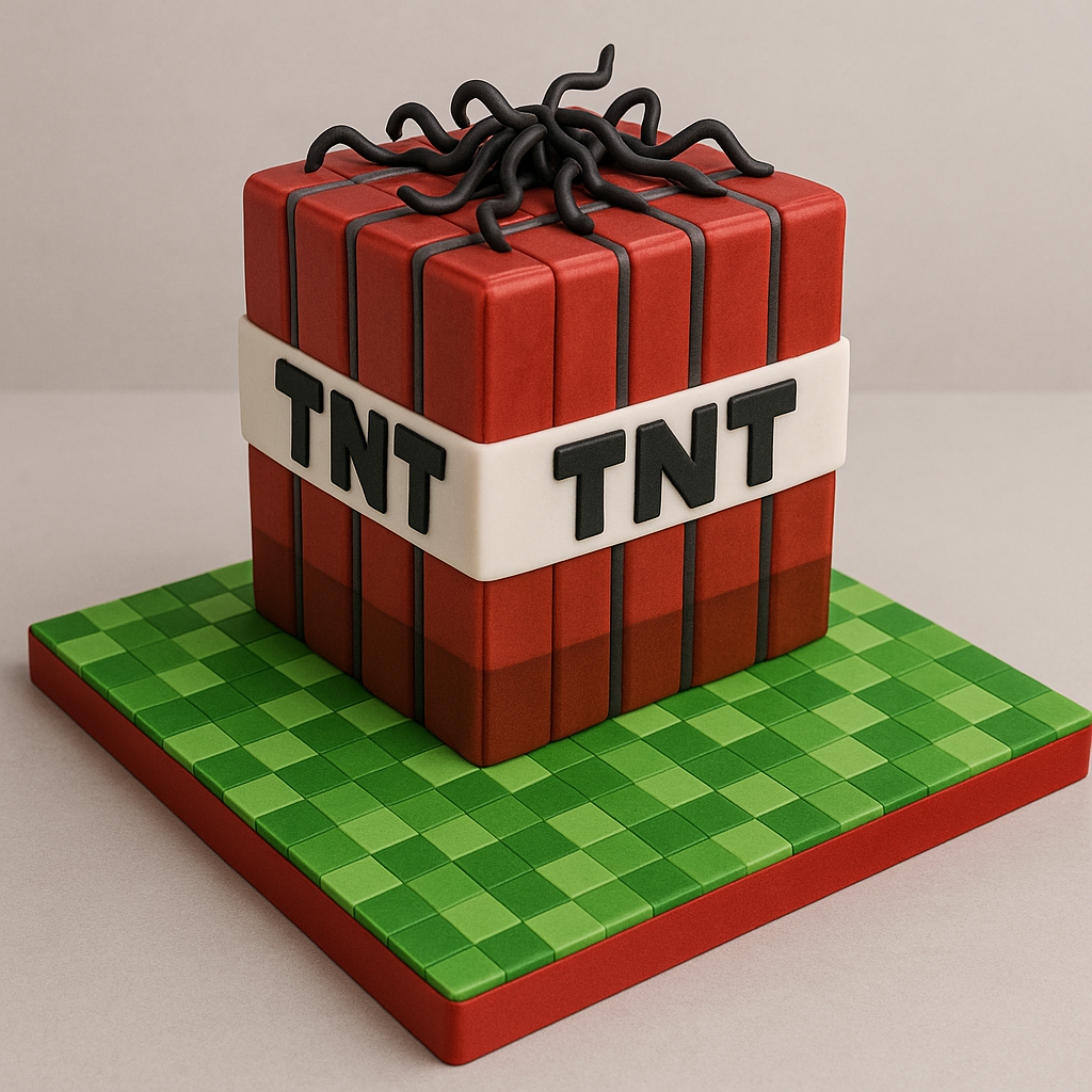 Minecraft TNT Cake – Explosive Birthday Fun for Kids (Full Fondant ...